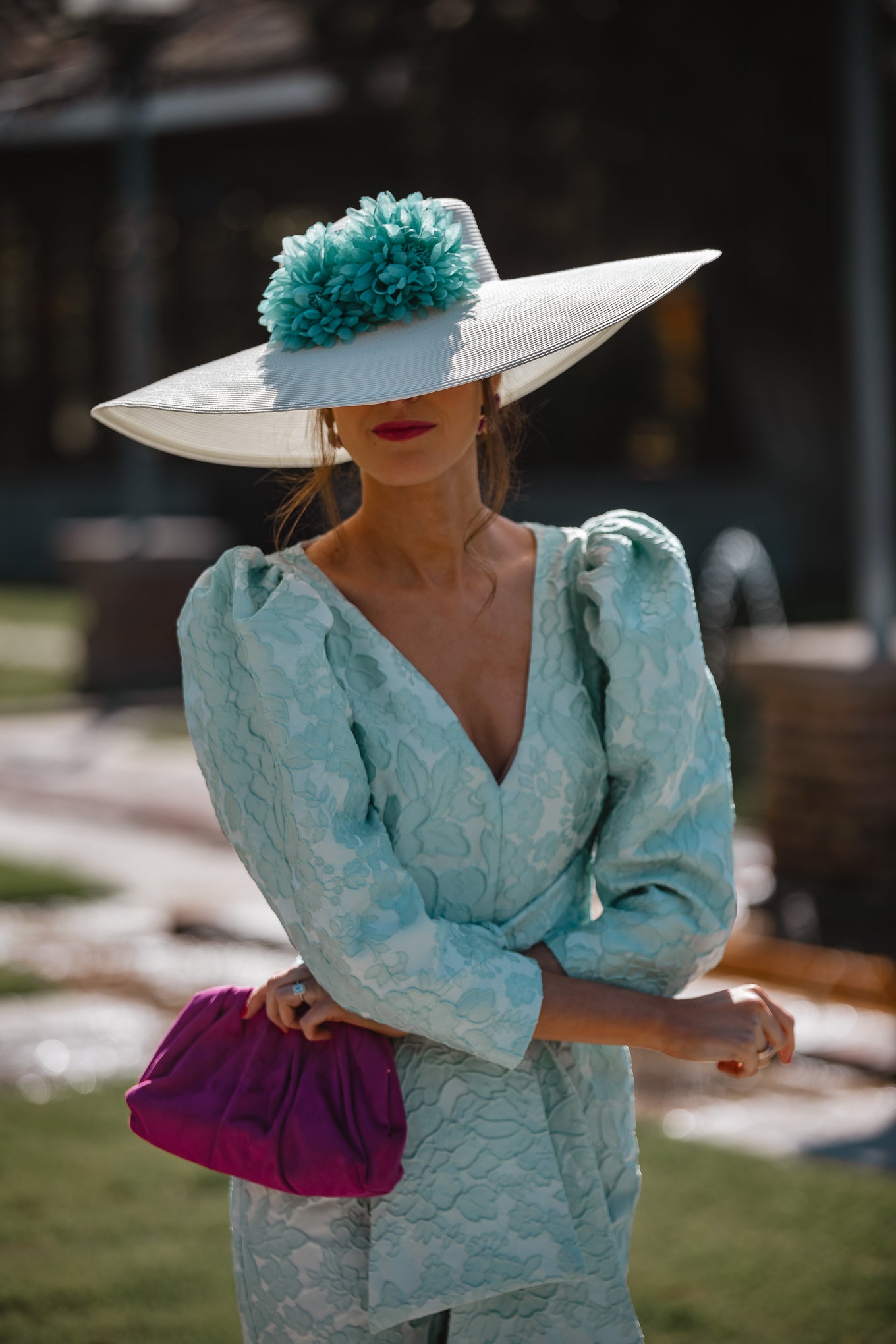 Wide brim hat Fabrizia aquamarine